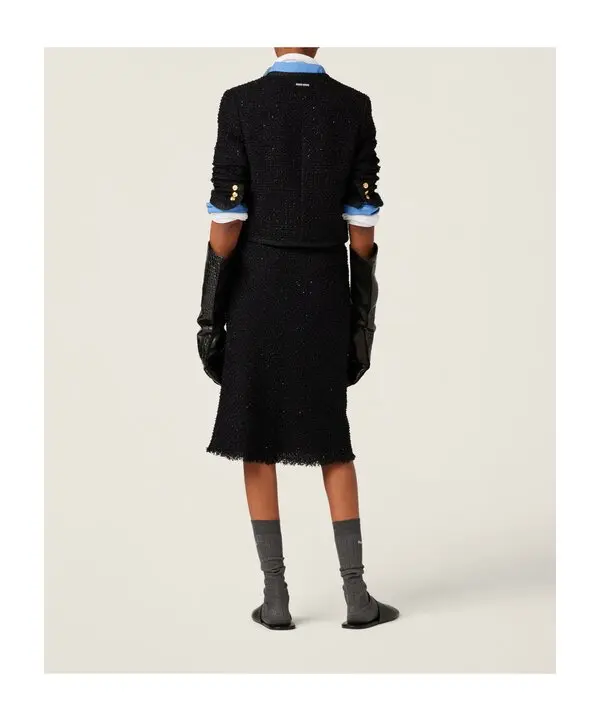 Miu Miu Embroidered Logo Cropped Jacket