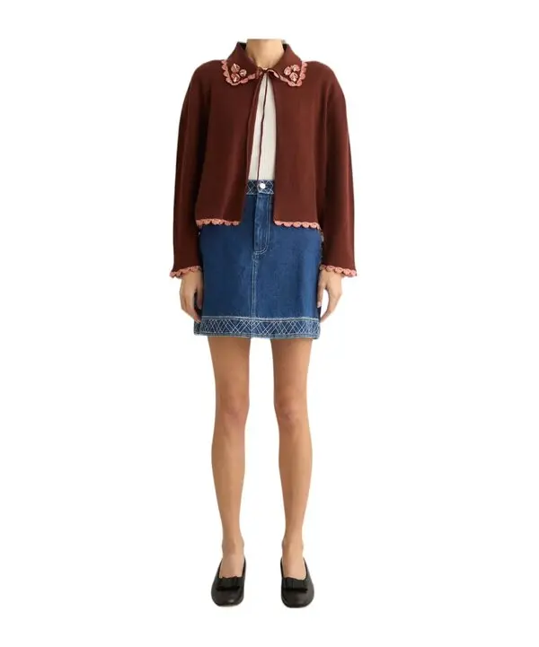 BODE Rookie Long-sleeved Wool Knit Cardigan