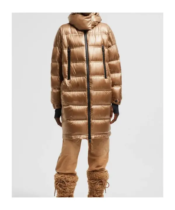 Moncler Rochelair" Long Down Coat - Beige