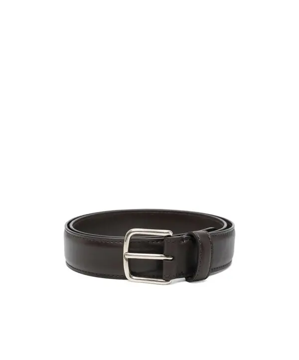 THE ROW Logo Embossed Buckled Leather Belt - Black
