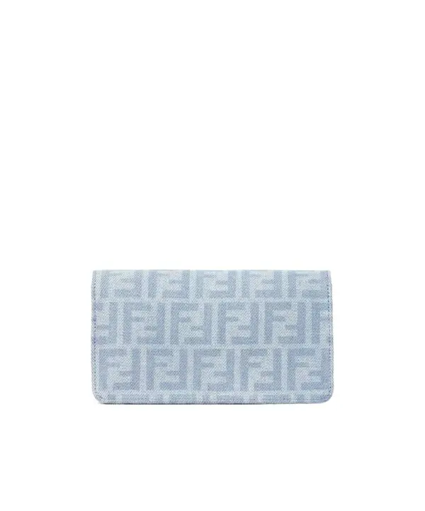 Fendi Baguette Wallet On Chain - Light Blue