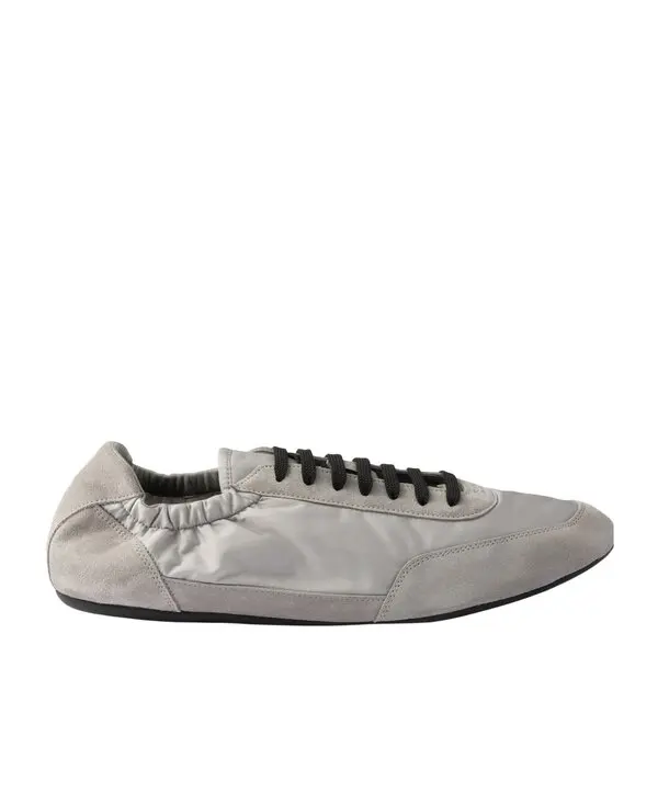 Prada Re-nylon And Suede Elasticized Sneakers - Cloud Ash