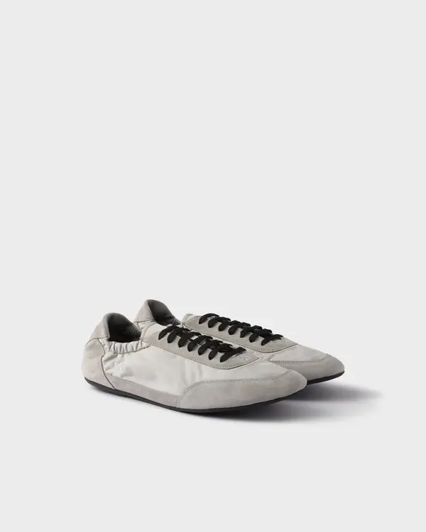 Prada Re-nylon And Suede Elasticized Sneakers - Cloud Ash