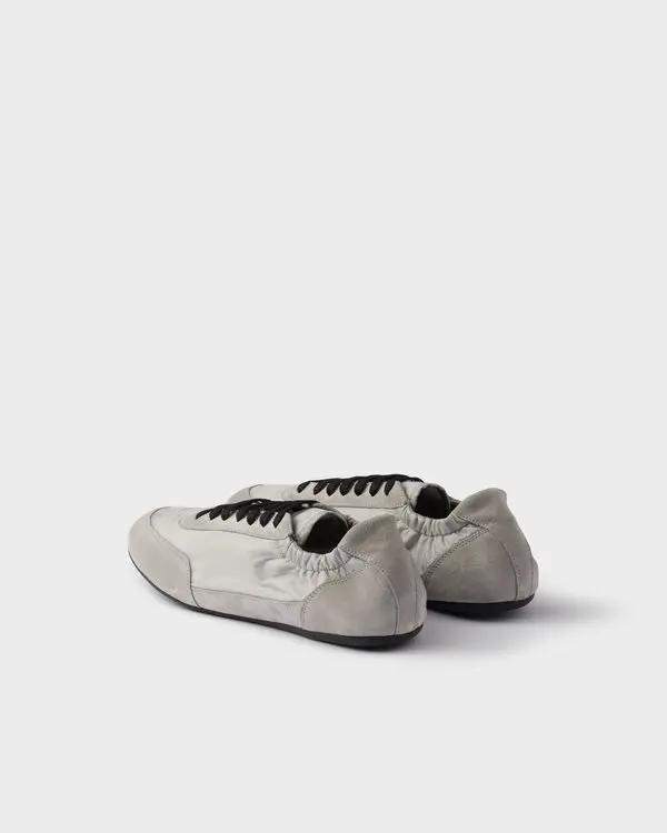Prada Re-nylon And Suede Elasticized Sneakers - Cloud Ash