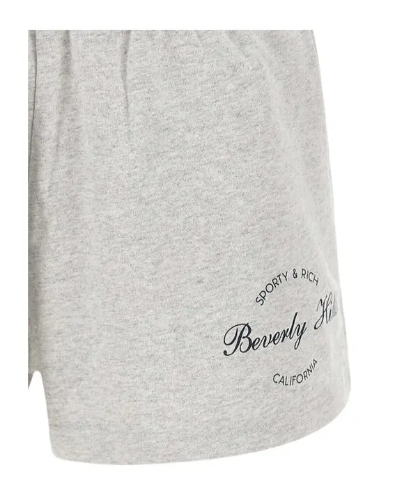SPORTY  RICH Sporty & Rich Elastic Waist Shorts With 'beverly Hills' Print