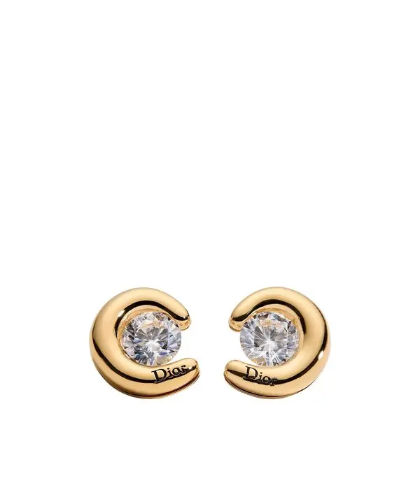 Dior Gold-plated Motif Stud Earrings - Yellow