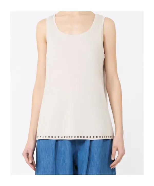 Max Mara Sleeveless Vest Top With Stud Embellishments