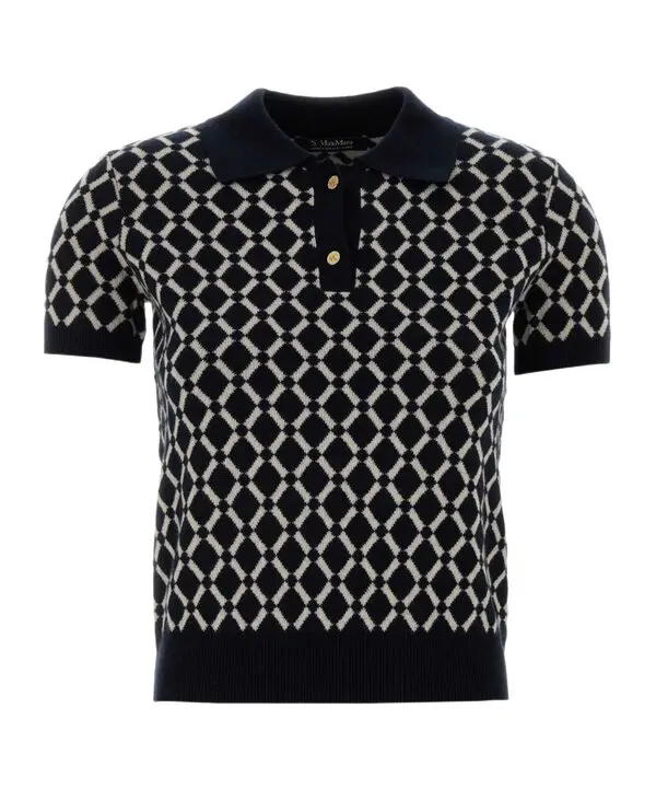 Max Mara Medera Jacquard Polo Shirt - Navy Blue
