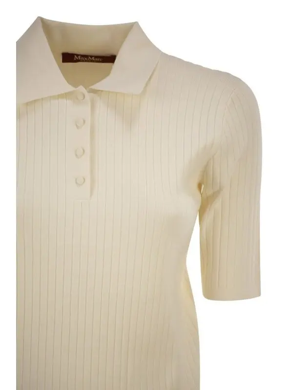 Max Mara Ribbed-knit Polo Top