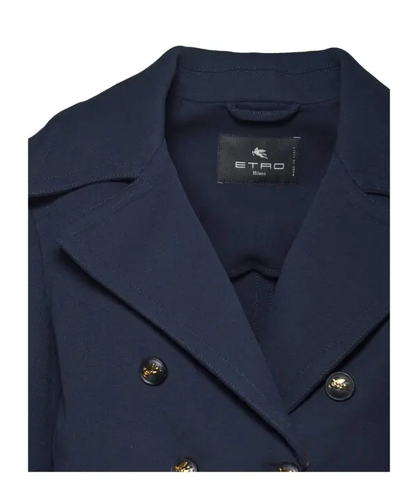 Etro Double-breasted Short Coat With Button Cuffs