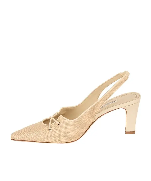 Manolo Blahnik Woven Pointed Toe Slingback Pumps