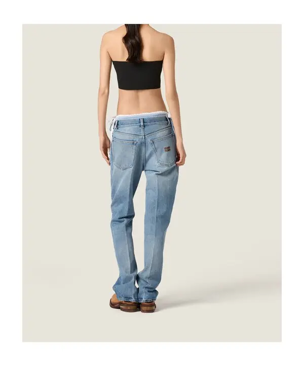 Miu Miu Washed Denim Bandeau Top - Navy