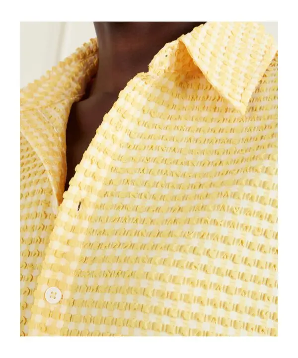 Simkhai Reeves Checked Seersucker Cropped Shirt - Yellow