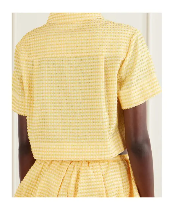 Simkhai Reeves Checked Seersucker Cropped Shirt - Yellow