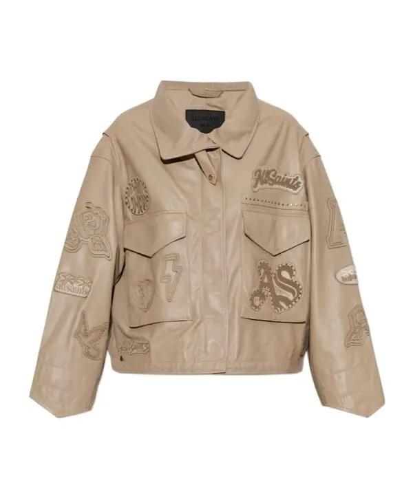 ALLSAINTS Long-sleeved Leather Jacket With Patches