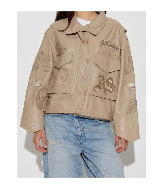 ALLSAINTS Long-sleeved Leather Jacket With Patches