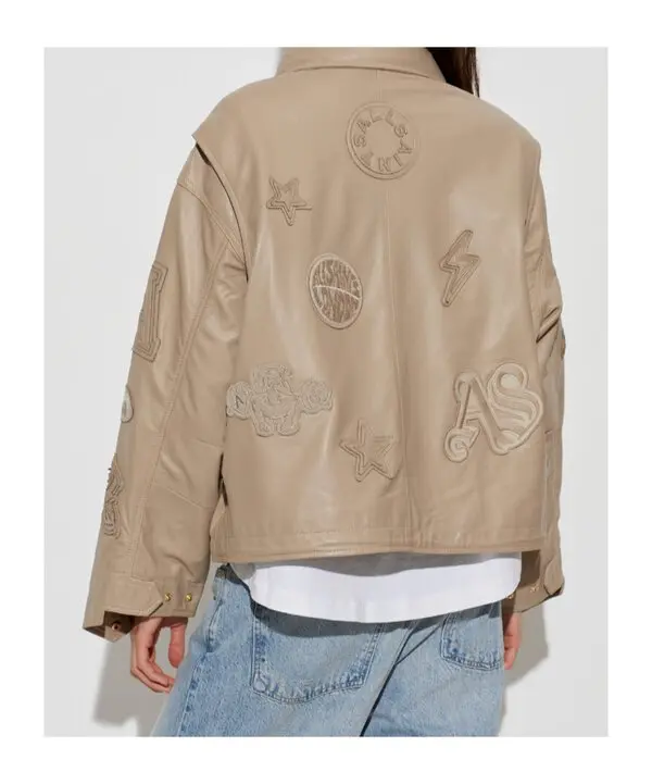 ALLSAINTS Long-sleeved Leather Jacket With Patches