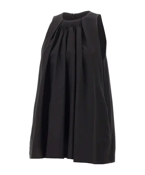 Loulou De Saison Sleeveless Gathered Round Neck Top - Black