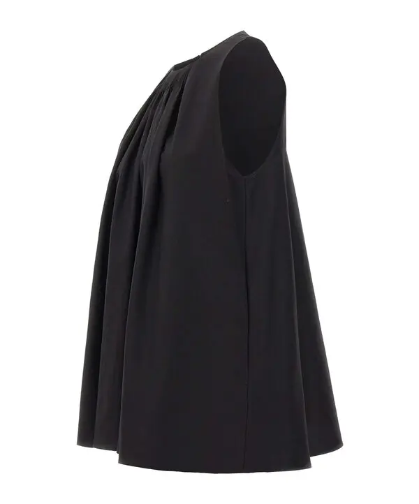 Loulou De Saison Sleeveless Gathered Round Neck Top - Black