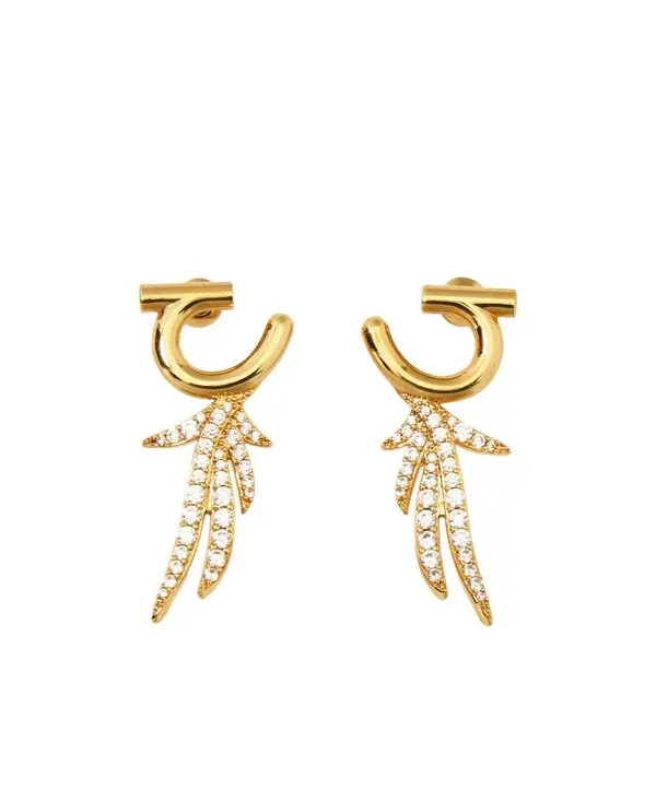 FERRAGAMO Embellished Gancini Stud Earrings - Gold