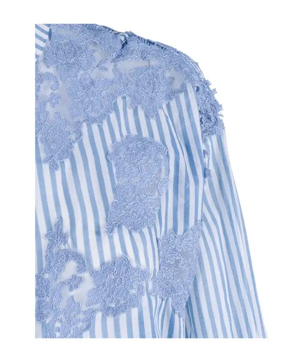 Ermanno Scervino Striped Lace Detail Long Sleeve Shirt