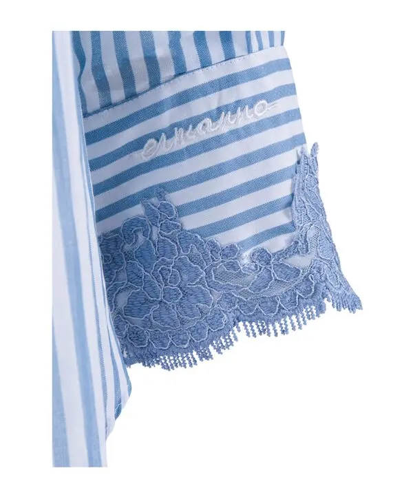 Ermanno Scervino Striped Lace Detail Long Sleeve Shirt