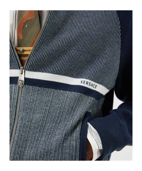 Versace Knitted Zip Sweater With Medusa Hardware