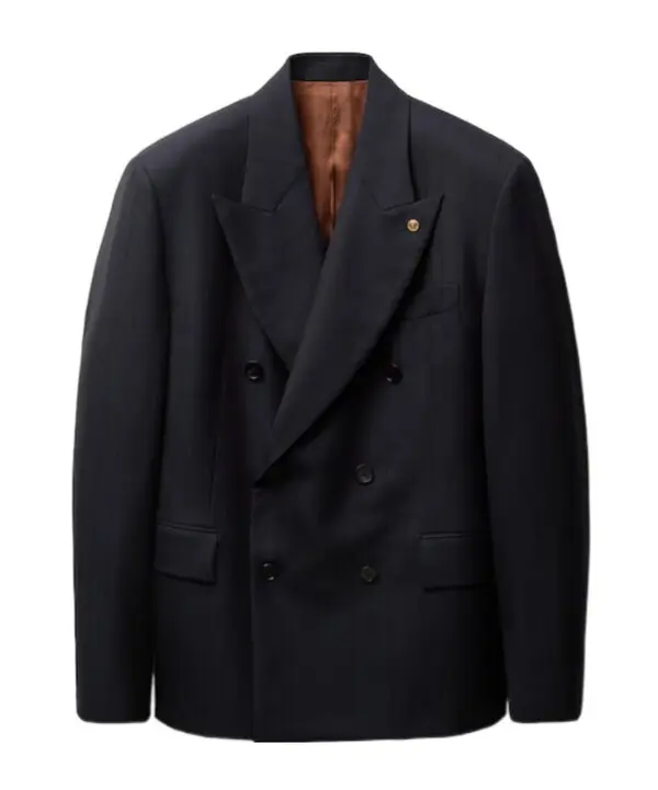 Versace Pinstripe Boxy Blazer - Navy