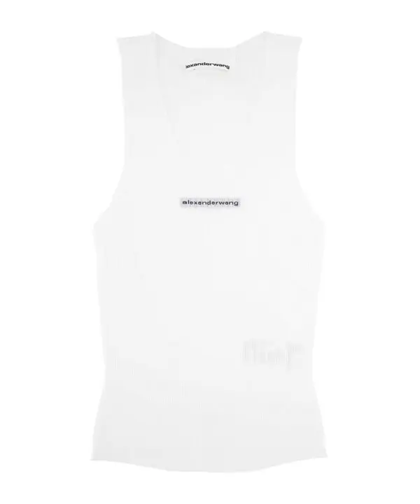 Alexander Wang Jacquard Logo Racer Tank Top - White