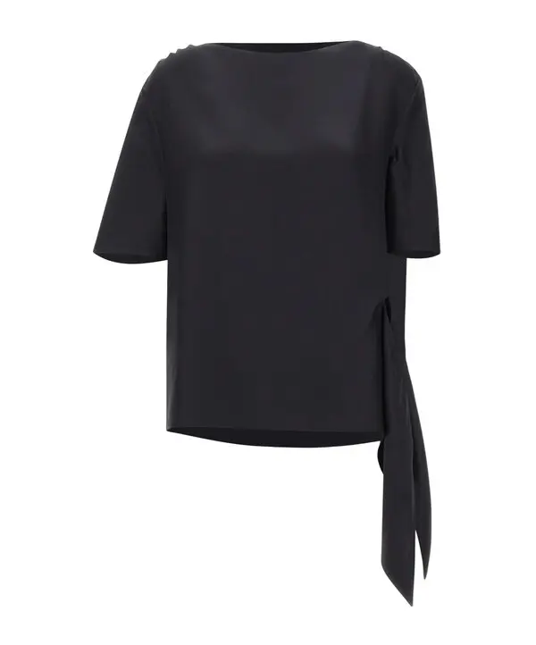 Loulou De Saison Short Sleeve Asymmetrical Draped Top