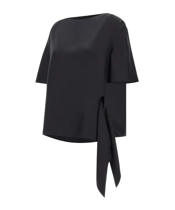 Loulou De Saison Short Sleeve Asymmetrical Draped Top