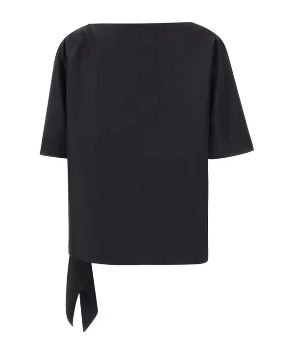 Loulou De Saison Short Sleeve Asymmetrical Draped Top