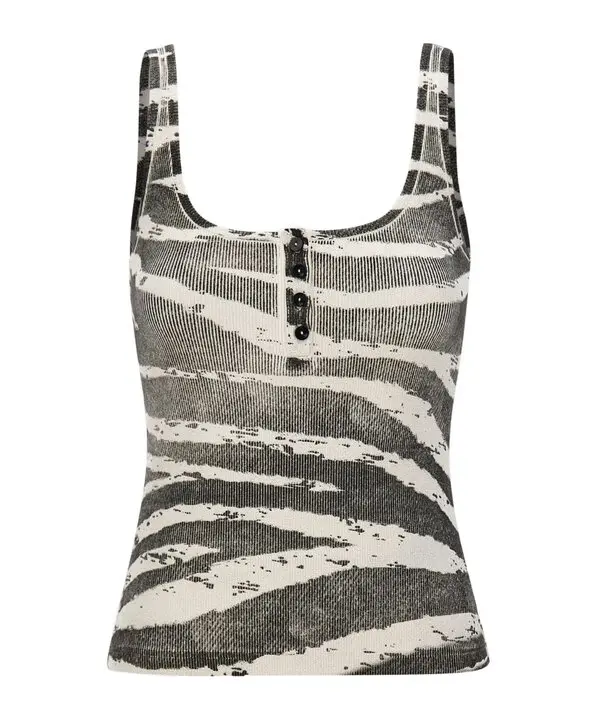 Blumarine Zebra Print Ribbed Sleeveless Top