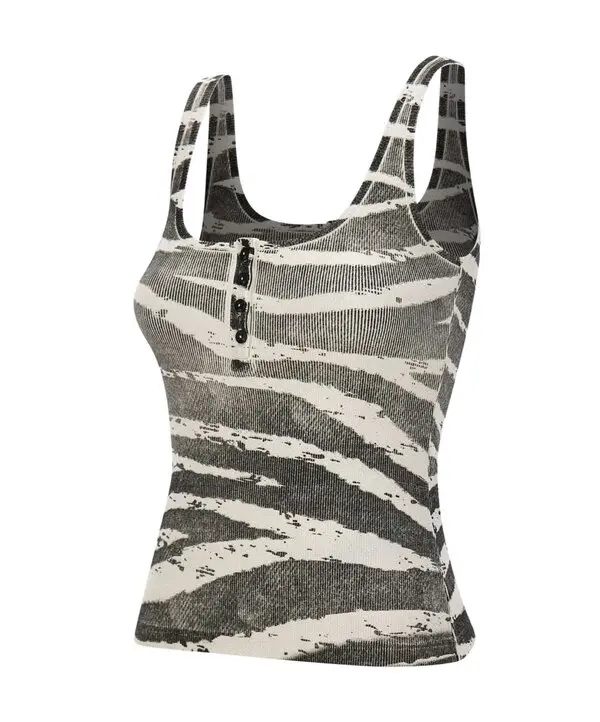 Blumarine Zebra Print Ribbed Sleeveless Top