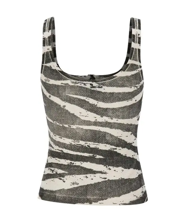 Blumarine Zebra Print Ribbed Sleeveless Top