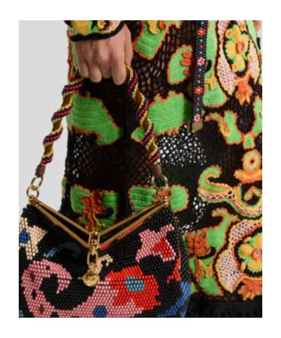 Etro Twisted Beaded Bag Strap With Gold Tone Hardware