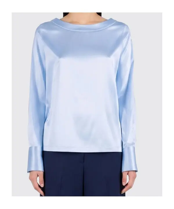 MAZZARELLI Satin Finish Long Sleeve Blouse