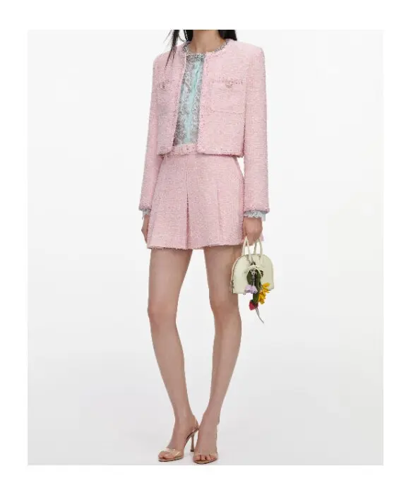 SELF-PORTRAIT Boucle Jacket With Hook-eye Closure