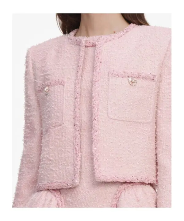 SELF-PORTRAIT Boucle Jacket With Hook-eye Closure