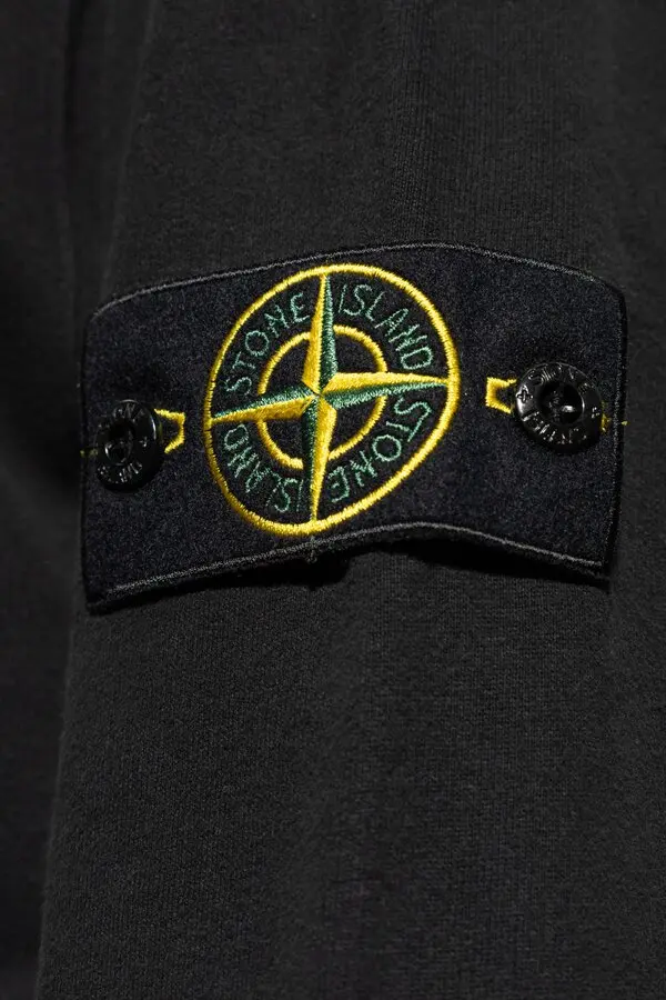 Stone Island Compass Patch Drawstring Hoodie - Black