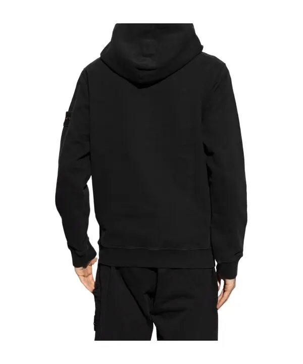 Stone Island Compass Patch Drawstring Hoodie - Black