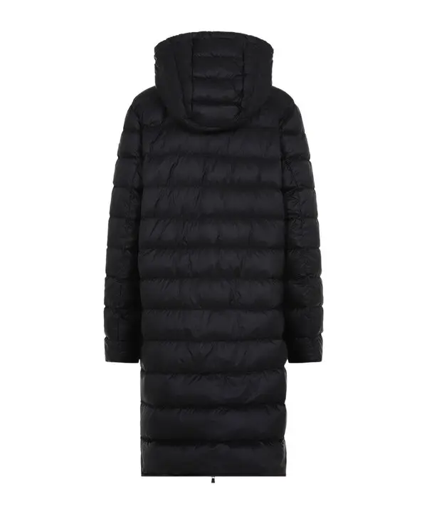 Moncler Long Hooded Padded Coat With Logo Patch