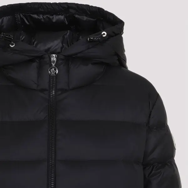 Moncler Long Hooded Padded Coat With Logo Patch