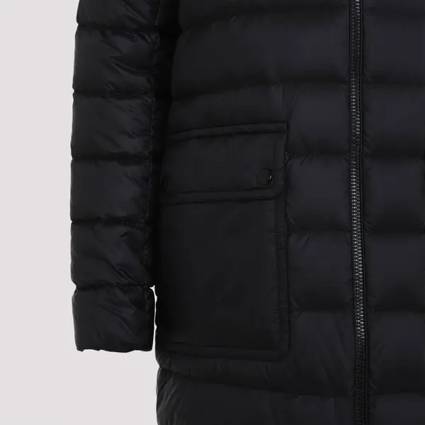 Moncler Long Hooded Padded Coat With Logo Patch