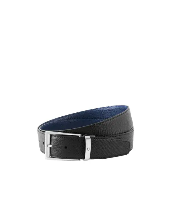 Montblanc Reversible Leather Belt With Silver Pin Buckle