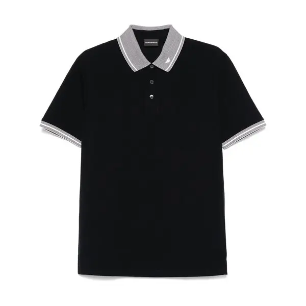 Emporio Armani Piped Collar Piqué Polo Shirt