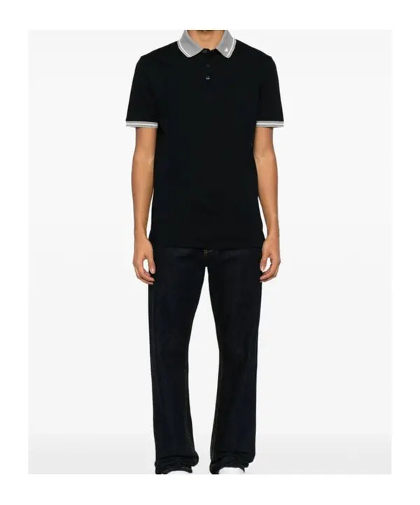 Emporio Armani Piped Collar Piqué Polo Shirt