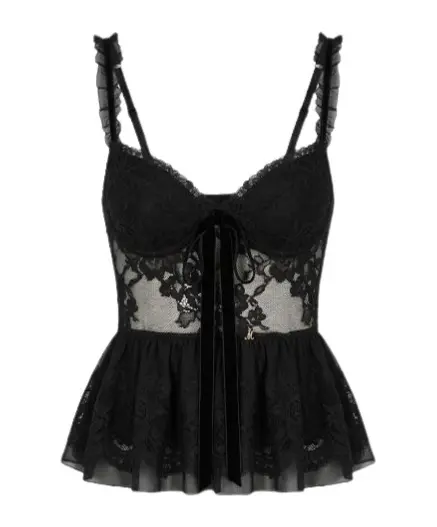 ANIYE BY Lace Trimmed Floral Pattern Top