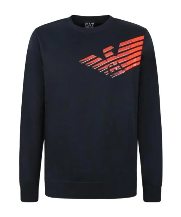 Emporio Armani Logo Printed Hoodie With Round Neck - Black