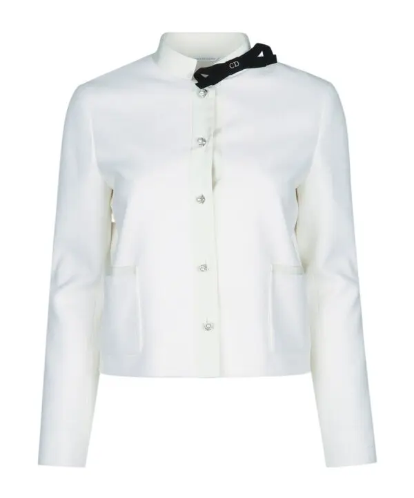Dior Cropped Jacket With Cd Signature Bow - White